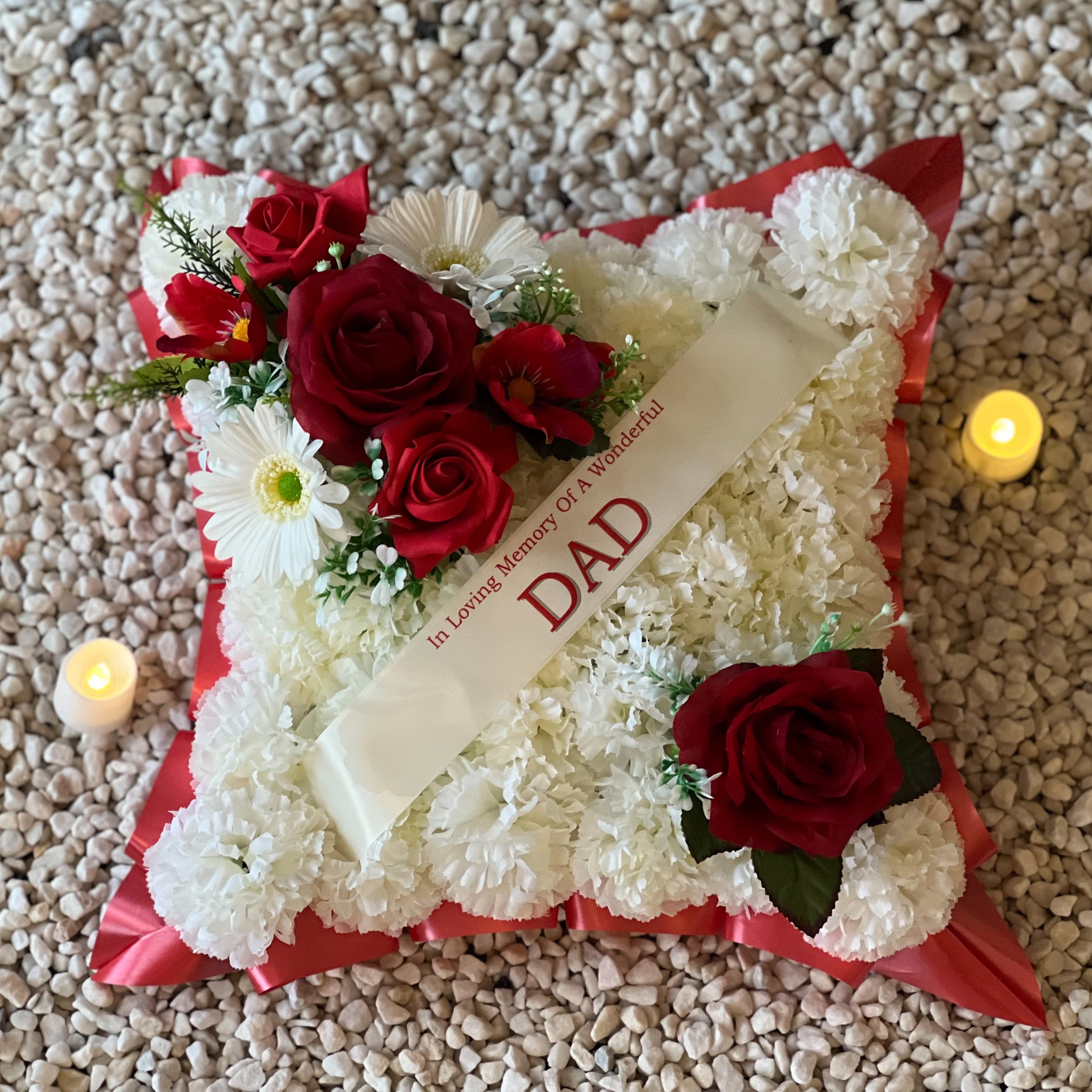 Funeral Cushion Grave Wreaths – Emma's Little Flower Shop